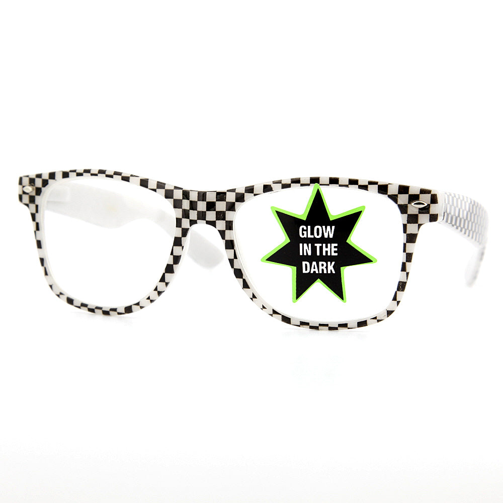Grinderpunch Checkered Glow In The Dark Novelty Party Sunglasses